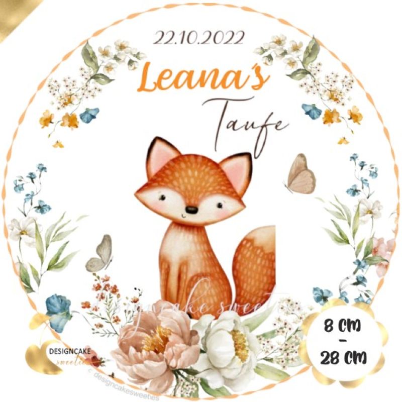 Tortenaufleger TAUFE Fuchs personalisiert Mädchen